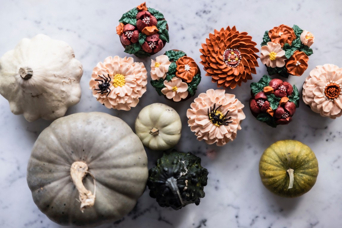 Dýňový květinový cupcake | KITCHENETTE